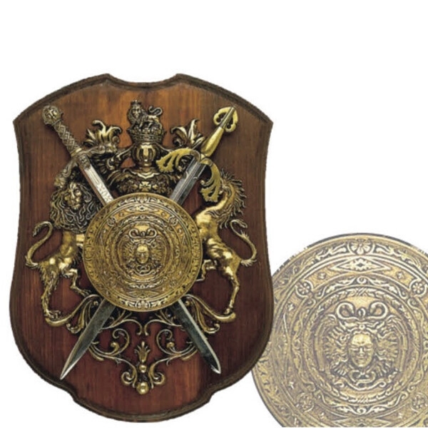 Panoplia con escudo y 2 espadas (28cm)
